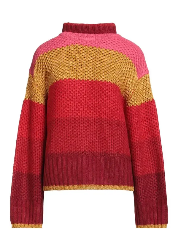 Farm Rio Striped Polo Neck - Red