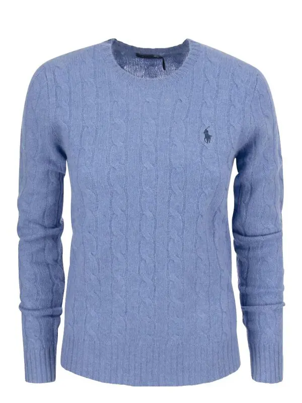 Polo Ralph Lauren Embroidered Cable Knit Jumper - Blue