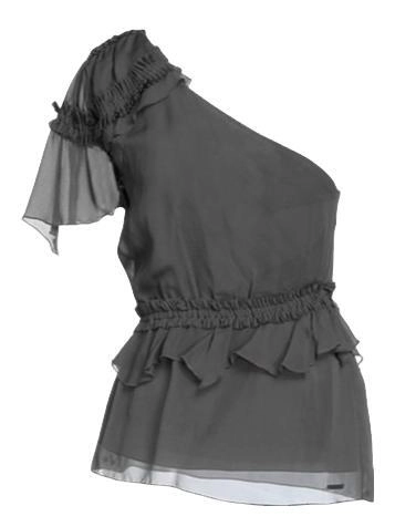 DIESEL® One-shoulder Chiffon Top With Tiered Ruffles - Black