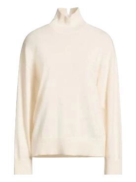 Burberry Solid Knit Turtleneck Long Sleeve Top - White