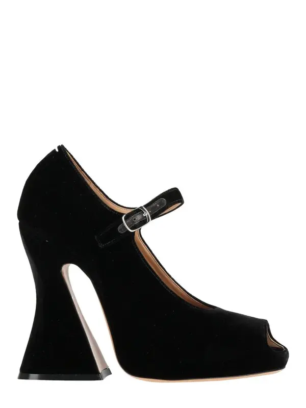 MAISON MARGIELA Velvet Mary Jane High Heels - Black