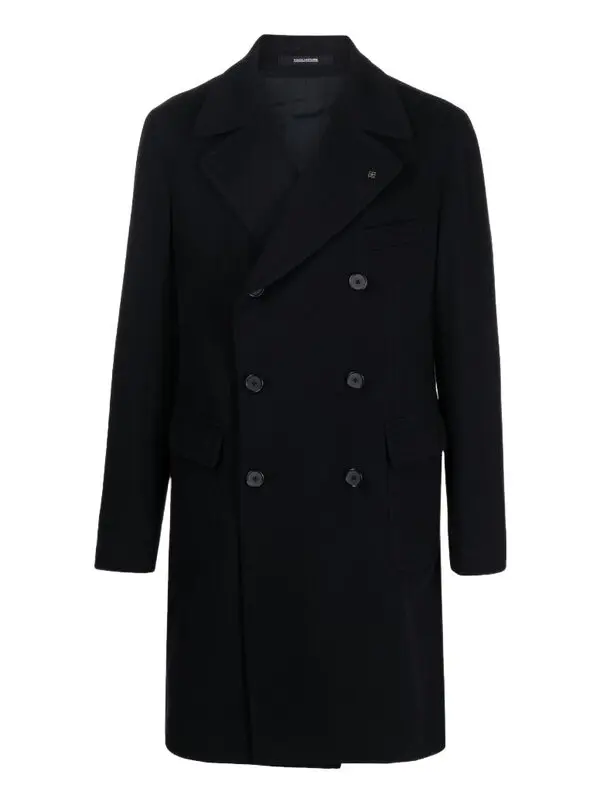 Tagliatore Double-breasted Flap Pocket Coat - Black