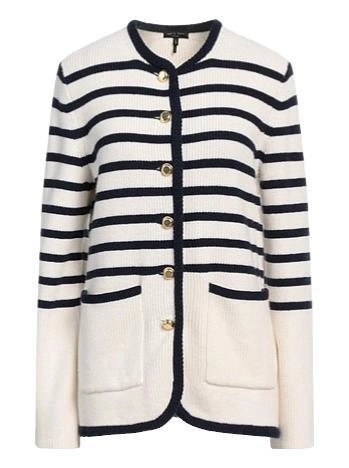Rag & Bone Striped Knitted Sweater With Pockets - White
