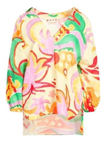 Marni V-neck Long-sleeved Woven Top - Nude