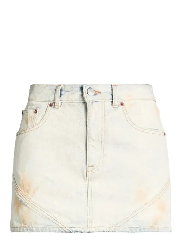 MAISON MARGIELA Light Wash Denim Flared Skirt - White