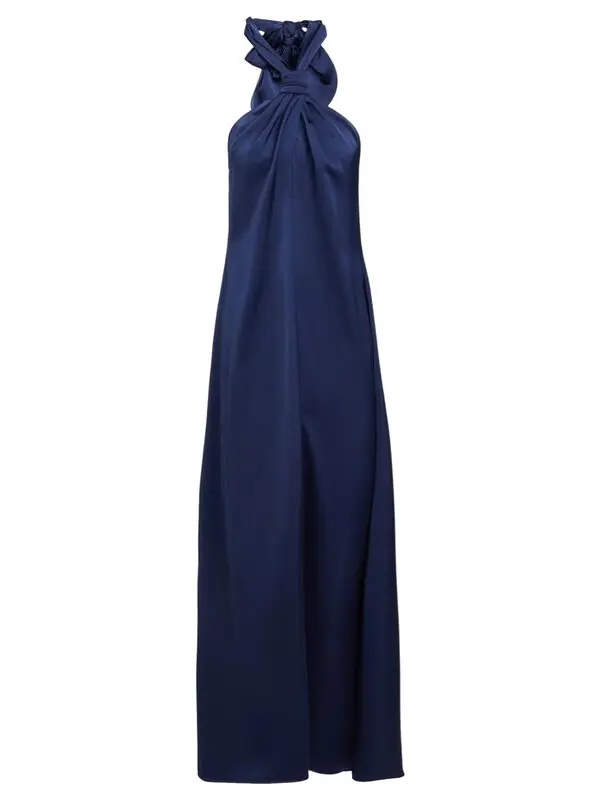 MAXCO. Max&co. Satin Halterneck Flared Maxi Dress - Black