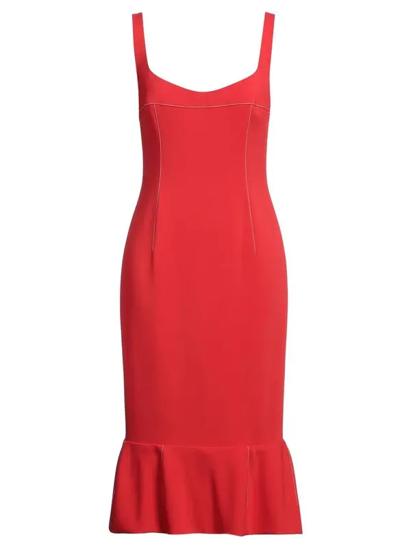Marni Sleeveless Flared Dress With Piped Trims - Red