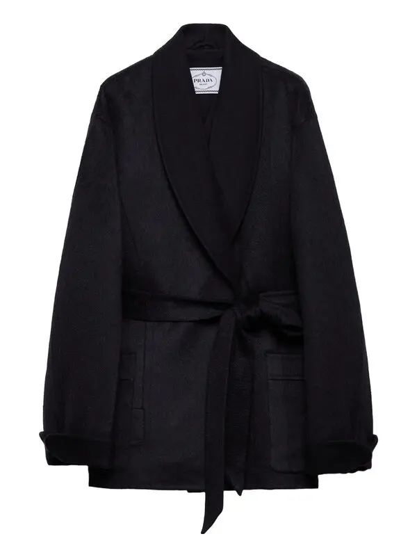 Prada Single-breasted Velour Caban Jacket With Shawl Collar - Blue