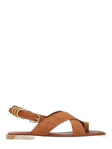 Rag & Bone Suede Toe Strap Flat Sandals - Brown