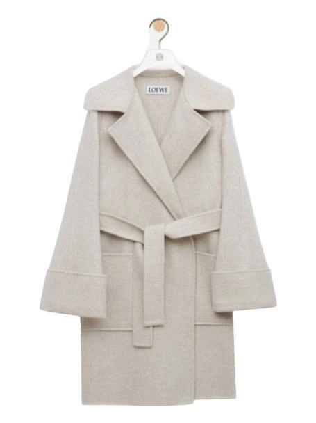 Loewe Belted Cashmere Coat - Grey