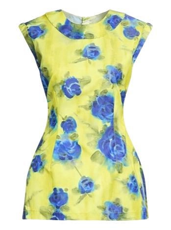Marni Floral-print Satin Sleeveless Top - Yellow