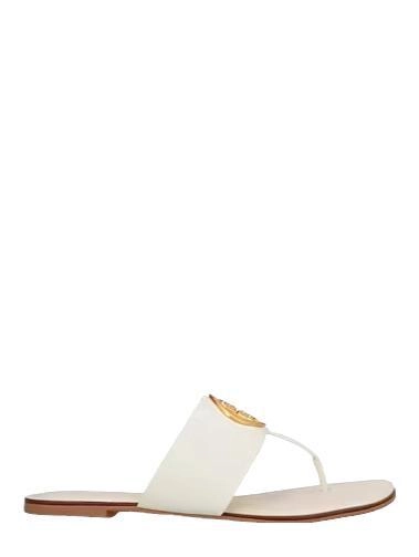 Tory Burch Flat Flip Flop With Logo Detail - White