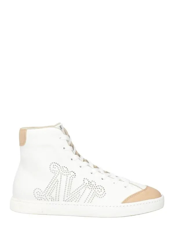 Max Mara Round Toe High Top Casual Lace-up Sneakers - White