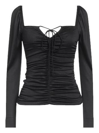 GANNI Ruched Long Sleeve Top - Black