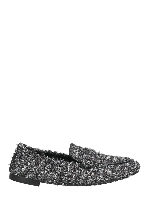 Tory Burch Metallic Tweed Round Toe Loafers - Black