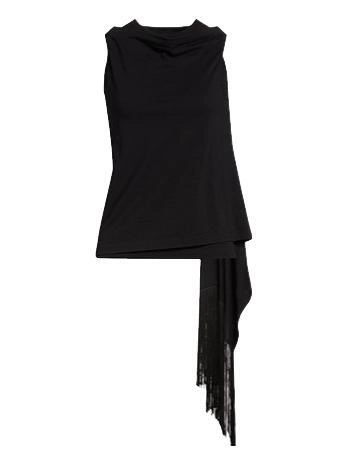 MAISON MARGIELA Sleeveless Top With Fringes - Black