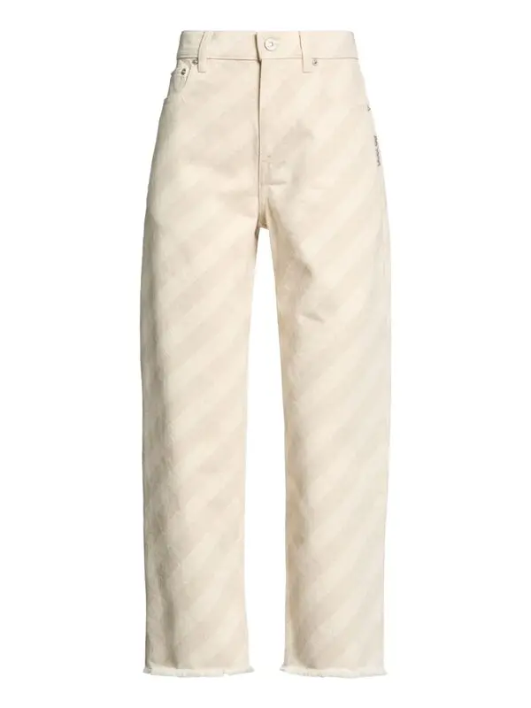 Marni Straight-leg Cropped Trousers With Diagonal Stripes - Nude