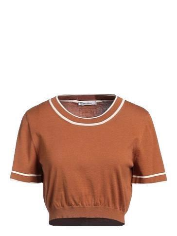Max Mara Two-tone Crewneck Short Sleeve Knit Top - Brown