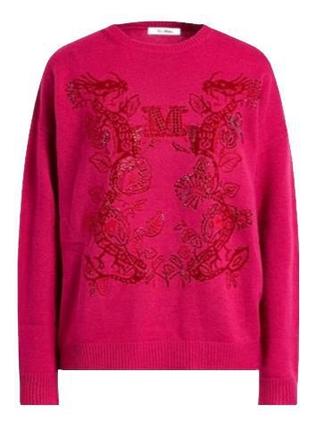 Max Mara Crew Neck Sweater With Crystal Embellishments - Red