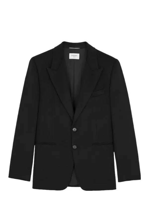 Saint Laurent Cashmere Long-sleeved Suit Jacket - Black