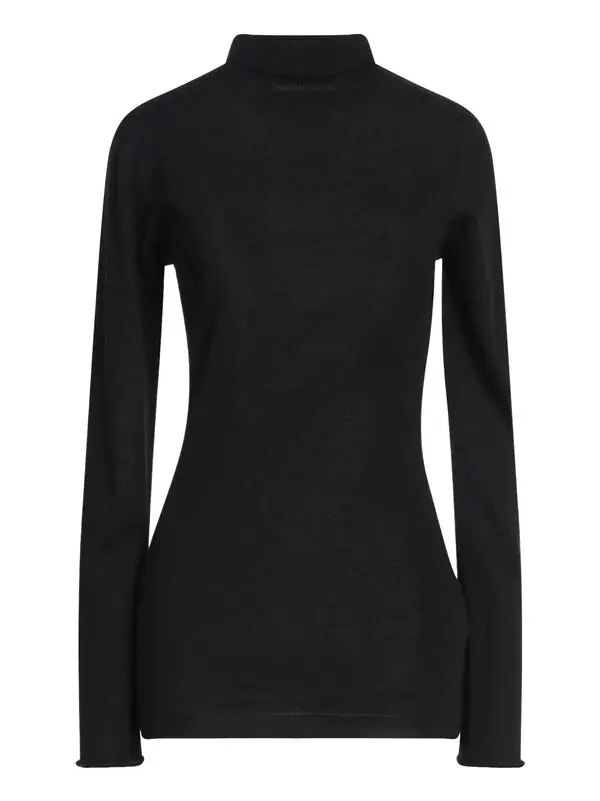 Marni Solid Color Wool Turtleneck Knit Sweater - Black