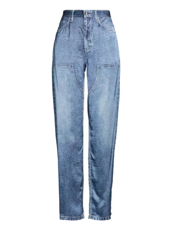 Rag & Bone Straight Leg Satin Denim Effect Trousers - Blue