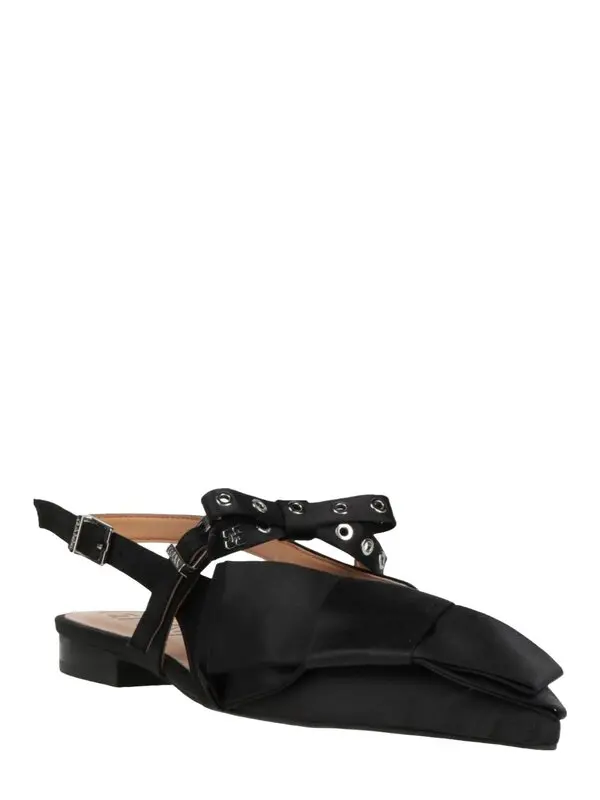 GANNI Pointed-toe Bow Flats - Black