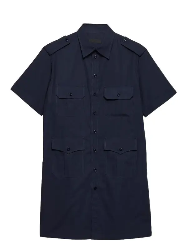 Prada Short-sleeved Cotton Shirt - Navy Blue