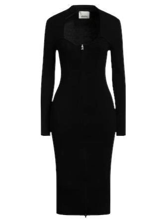 Isabel Marant Étoile Ribbed Knit Long Sleeve Midi Dress - Black