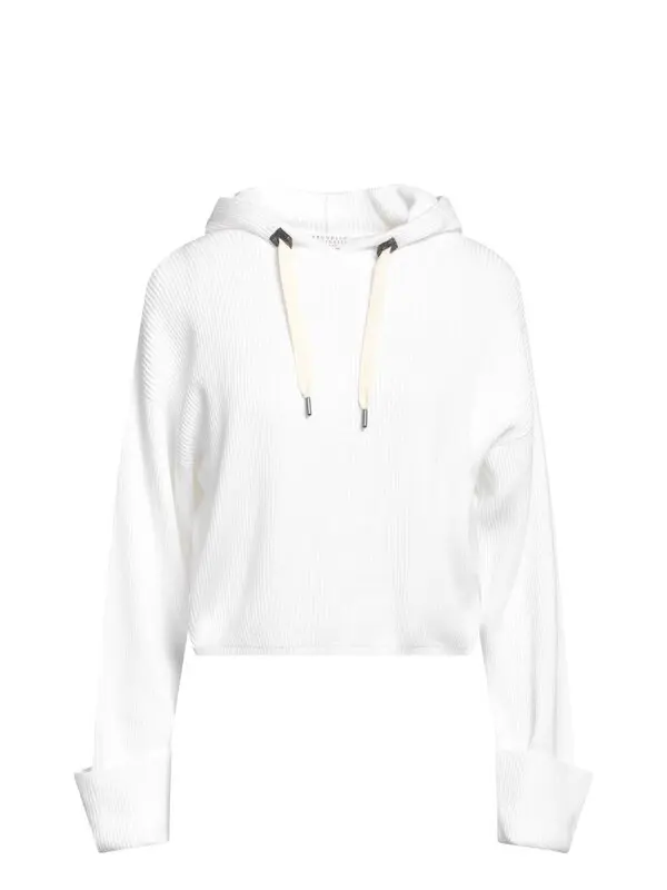 Brunello Cucinelli Ribbed Hooded Sweater - White