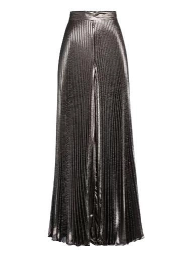 Max Mara High-waisted Pleated Metallic Wide-leg Pants - Black