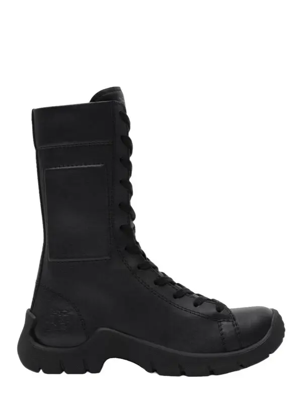 Burberry Leather Lace-up Boots With Wavy Sole - Black