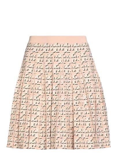 Tory Burch Pleated Knit Mini Skirt With Logo Print - Nude