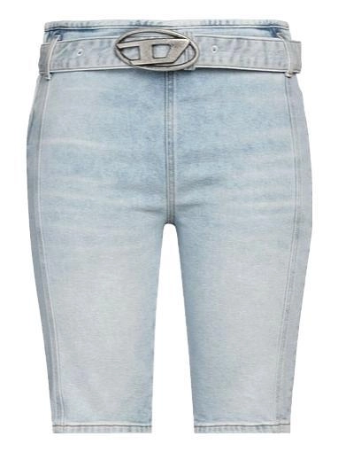DIESEL® Medium Wash Denim Shorts With Belt Detail - Green