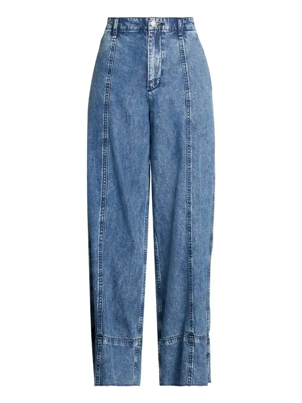 Rag & Bone Wide-leg Denim Trousers With Embroidered Logo - Blue