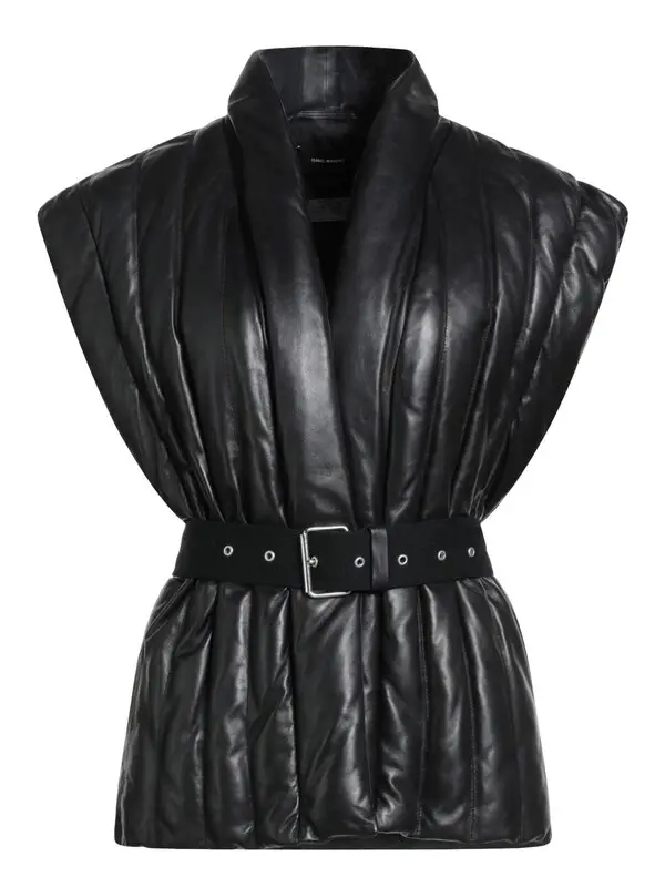 Isabel Marant Étoile Sleeveless Leather Belted Jacket - Black