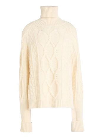 MAXCO. Cable Knit Turtleneck Sweater - Nude