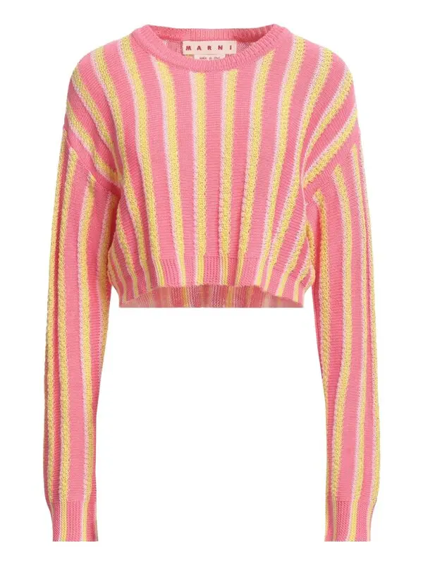 Marni Crochet-knit Striped Cropped Jumper - Pink