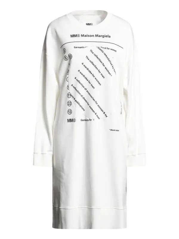 MAISON MARGIELA Long Sleeve Printed T-shirt Dress - White