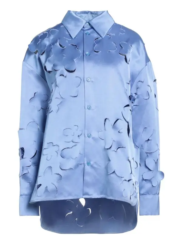 Marni Floral Cut-out Satin Shirt - Blue