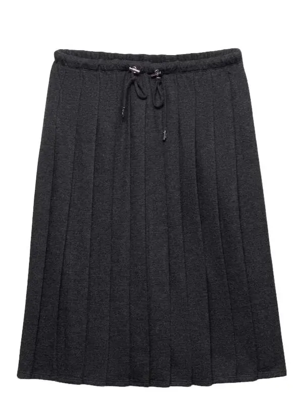 Prada Pleated Jersey Skirt With Drawstring Closure - Slate Grey