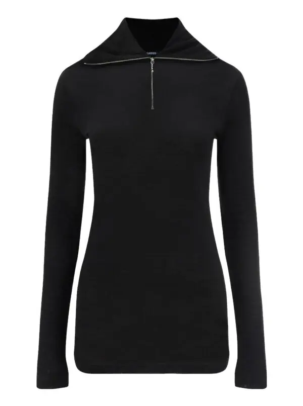 JIL SANDER Long-sleeved Knitted Top With Half-zip - Black
