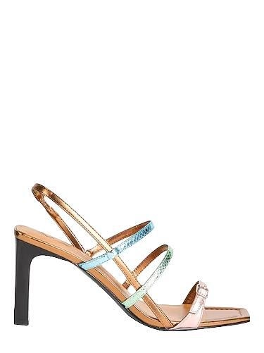 MAXCO. Max&co. Metallic Ankle Strap Sandals - Nude