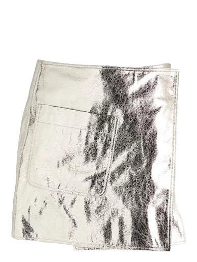 Rag & Bone Metallic Wrap Mini Skirt - White
