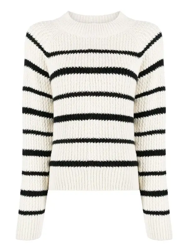 Vince Ribbed Stripe Pullover - White