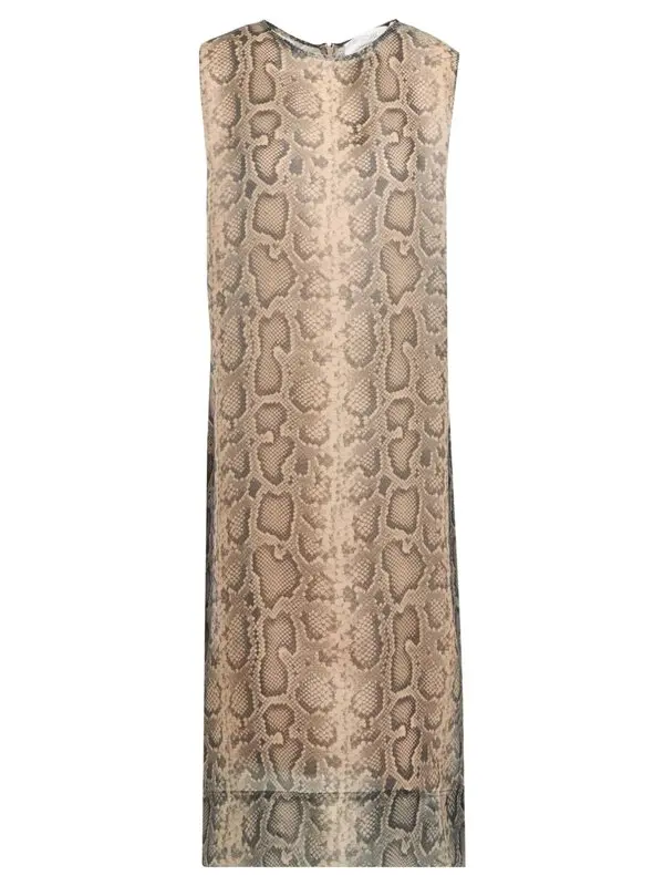 Sportmax Snakeskin-print Organza Midi Dress - Nude
