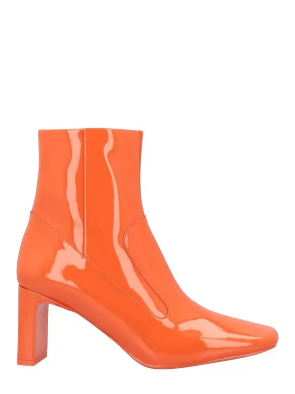 DIESEL® Leather Ankle Boots With Square Toe - Orange