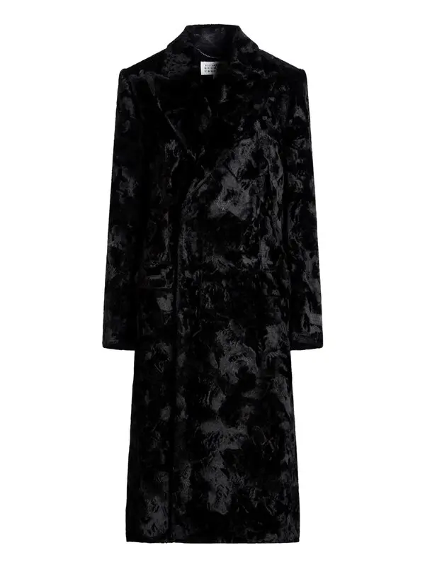 MAISON MARGIELA Double-breasted Plush Coat - Black