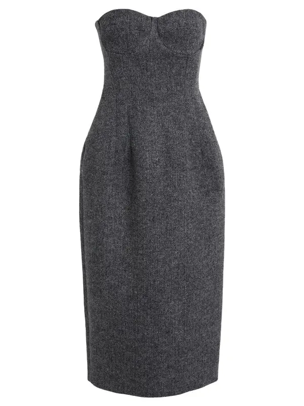 MAXCO. Midi Bodycon Dress With Sweetheart Neckline - Black