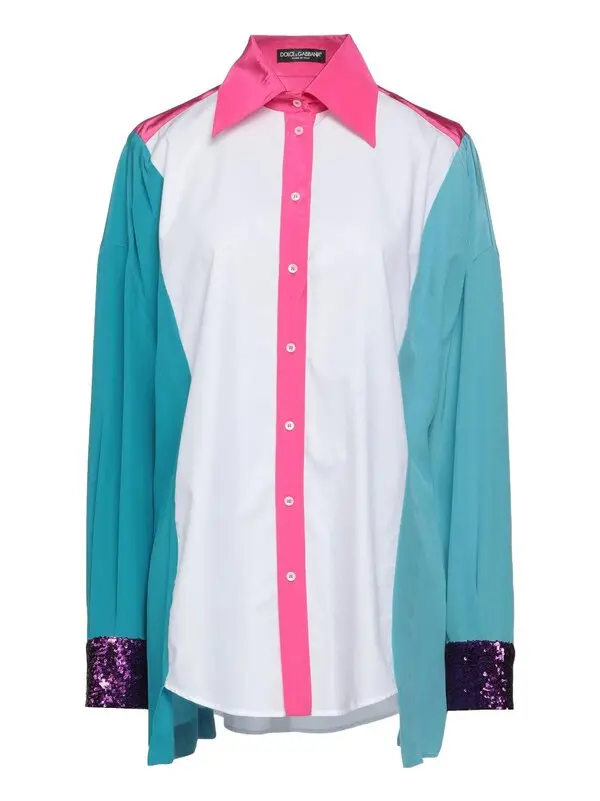 Dolce & Gabbana Sequined Long Sleeve Shirt - White